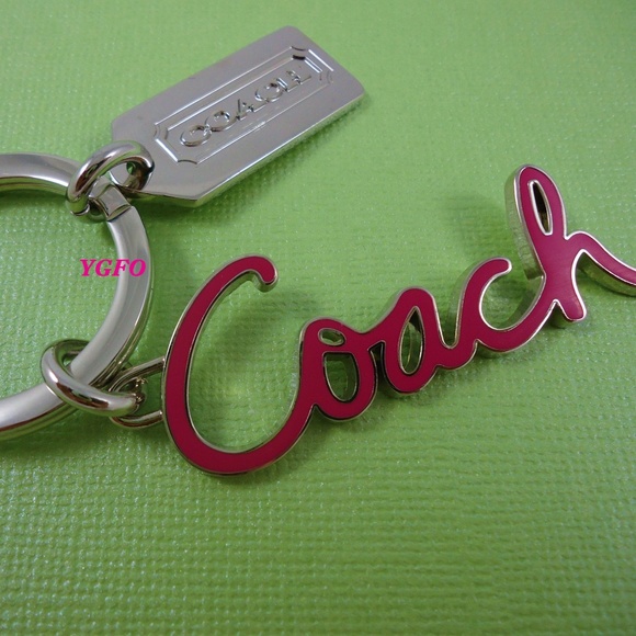 Coach | Accessories | New Coach Pink Scripted Word Letters Keychain Fob ...